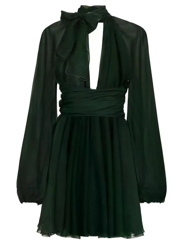 Dolce & Gabbana V-neck Silk Dress - Green