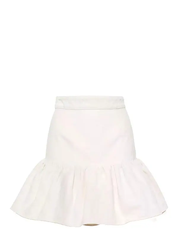 PATOU Ruffled Denim Miniskirt - Neutrals