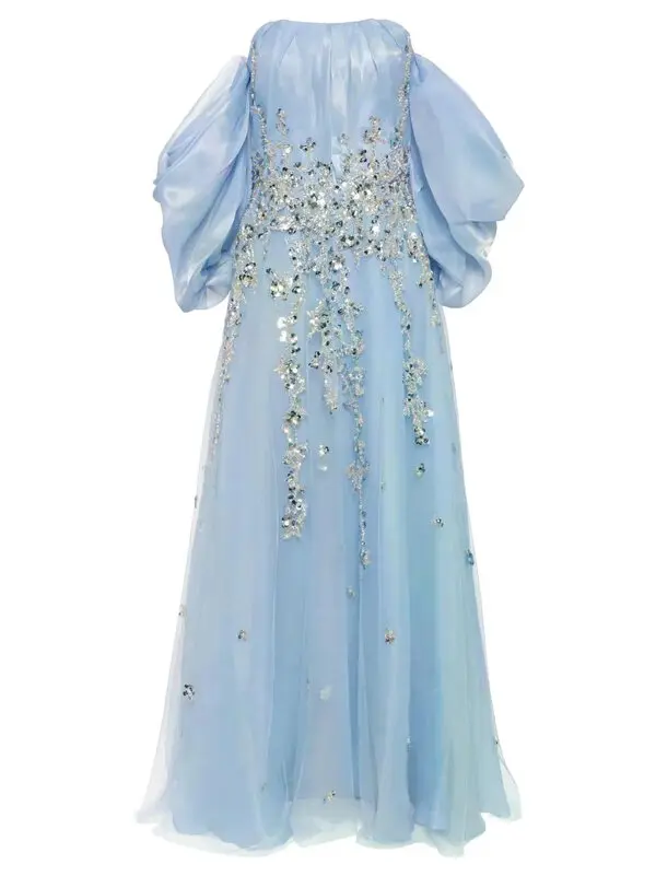 SAIID KOBEISY Beaded Organza Gown - Blue