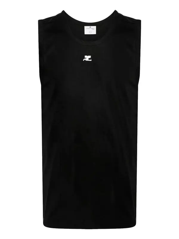 COURREGES Logo-appliqué Top - Black