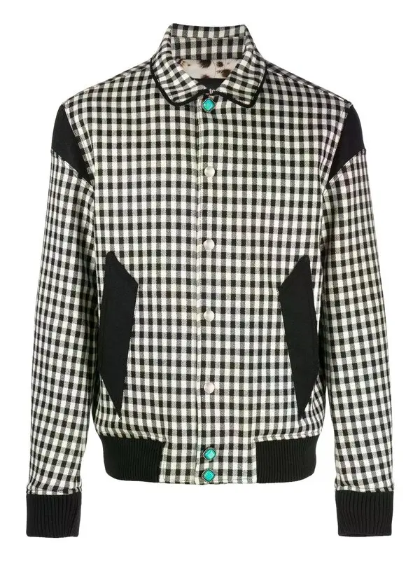 Roberto Cavalli Gingham-check Shirt-collar Jacket - Black