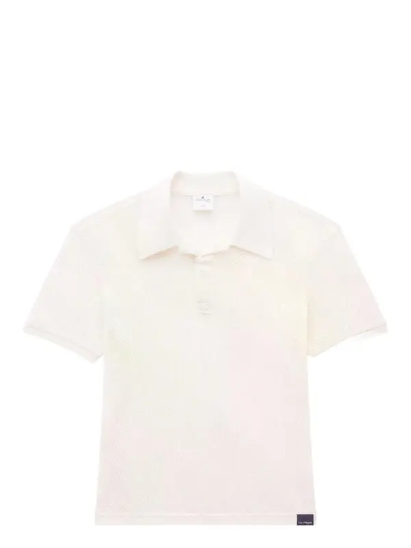 COURREGES Ac Logo-appliqué Mesh Polo Shirt - Neutrals