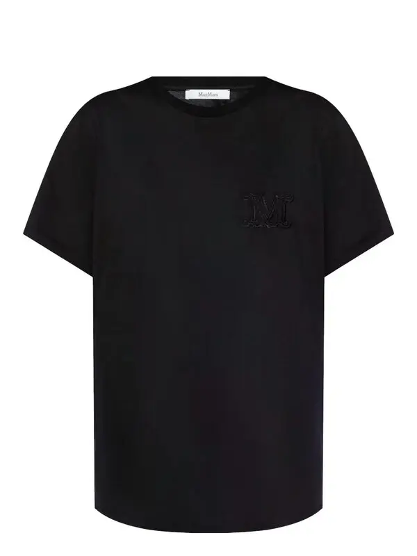 Max Mara Monogram-embroidered Cotton T-shirt - Black