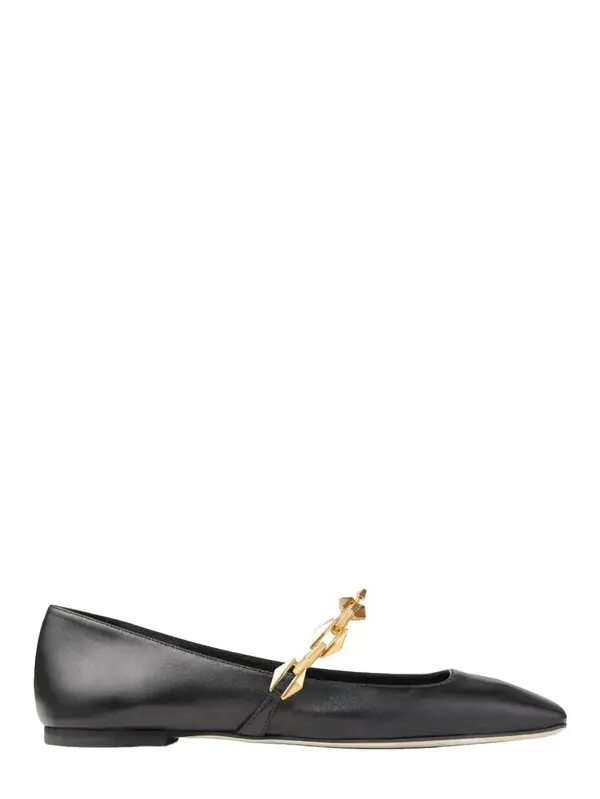 JIMMY CHOO Diamond Tilda Leather Ballerina Shoes - Black