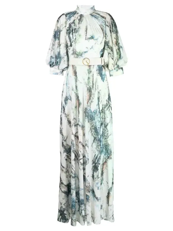 SAIID KOBEISY Graphic-print Sequin-embellished Dress - Blue