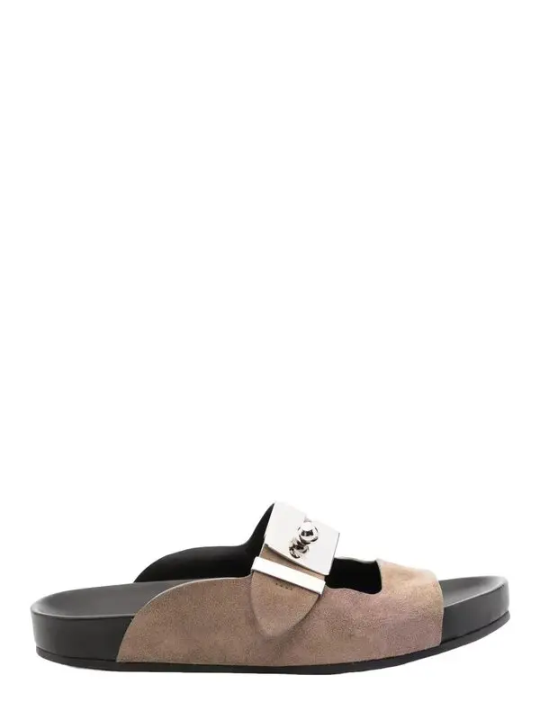 LANVIN Side-buckle Leather Sandals - Neutrals