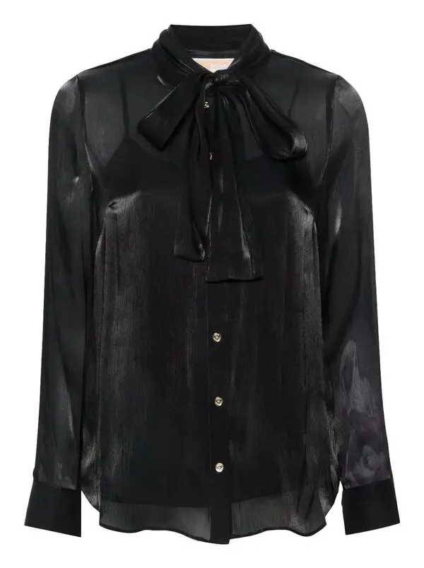 Michael Kors Crinkled Pussy-bow Shirt - Black