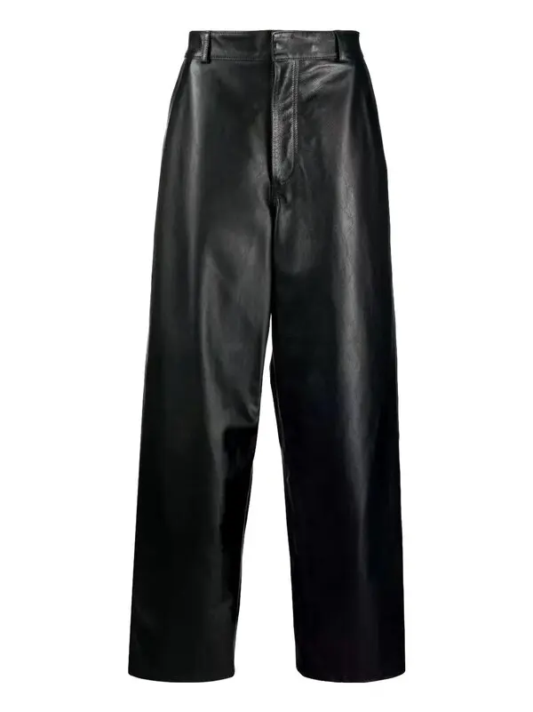 Gcds Wide-leg Leather Trousers - Black