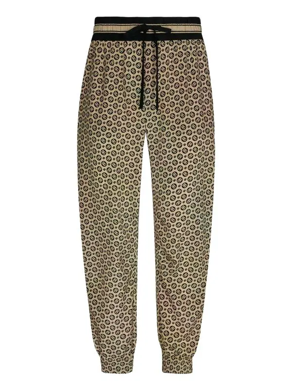 Dolce & Gabbana Monogram-pattern Print Silk Trousers - Neutrals