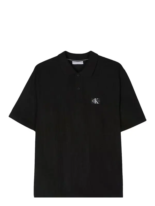 Calvin Klein Logo-patch Check-pattern Polo Shirt - Black