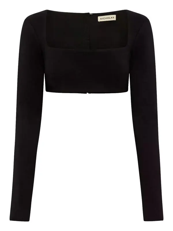 NICHOLAS Garima Cropped Long-sleeve Top - Black