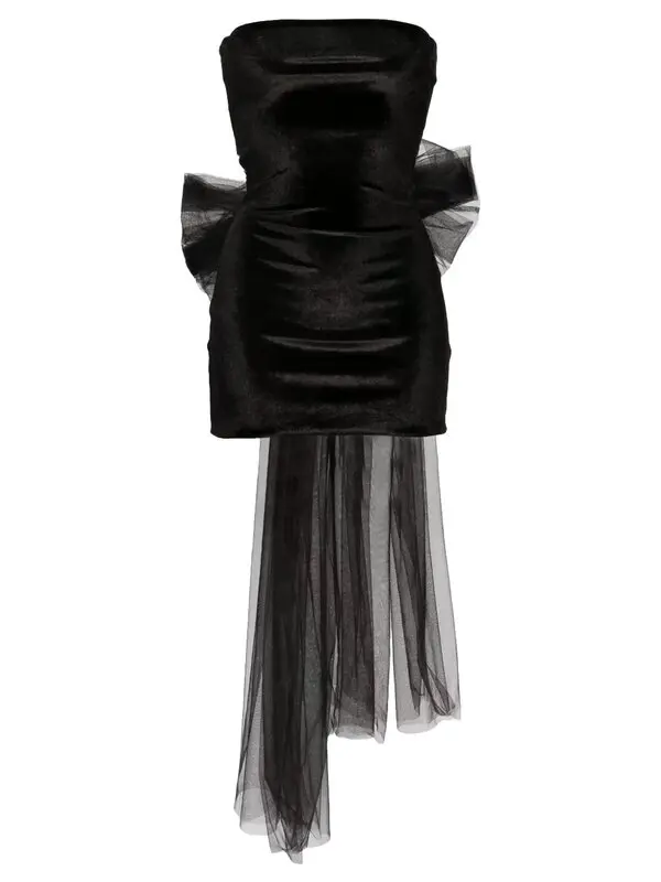 ATU BODY COUTURE Oversized Bow Velvet Miniskirt - Black