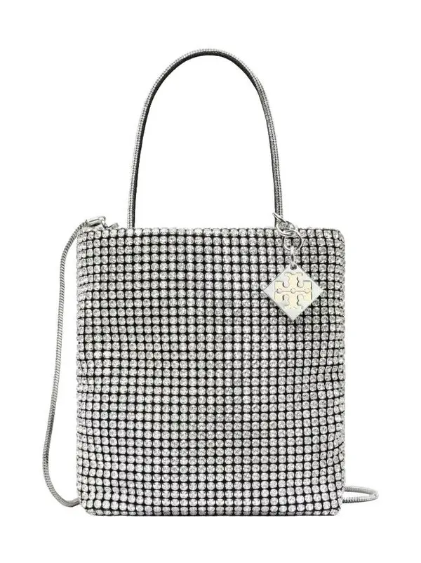 Tory Burch Mini Night Owl Crystal-embellished Tote Bag - Silver