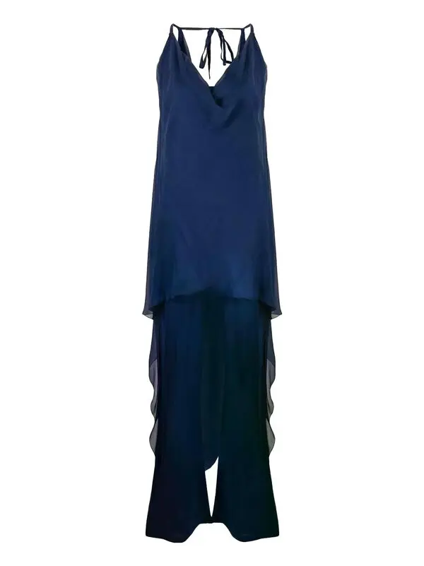 Alberta Ferretti Cowl Neck High-low Dress - Blue