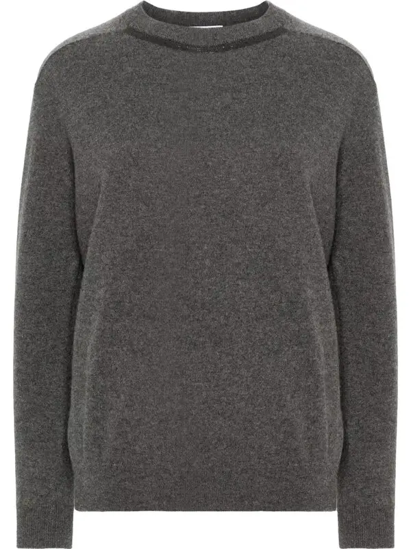 Brunello Cucinelli Monili-detail Cashmere Jumper - Grey