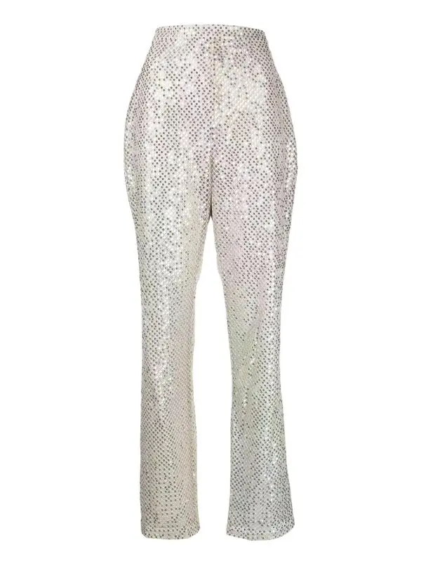 SAIID KOBEISY Sequin-embellished Straight-leg Trousers - Silver