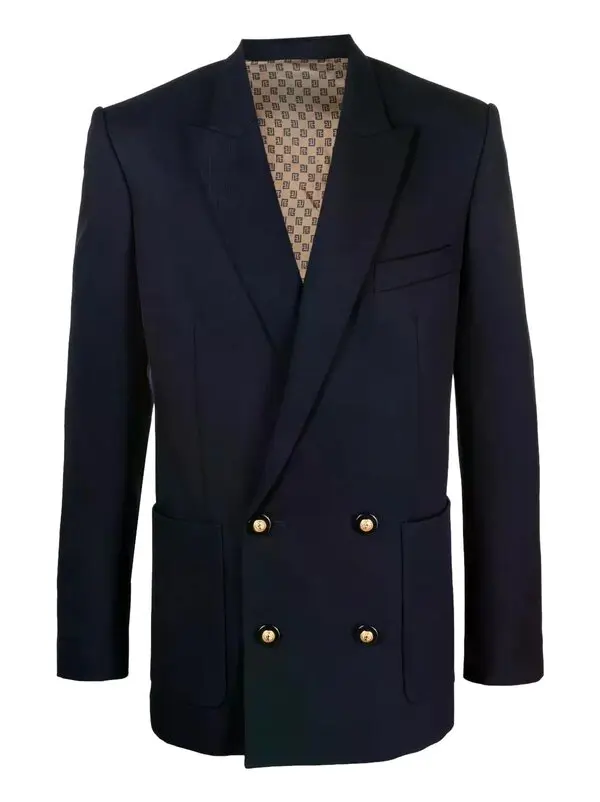 Balmain Double-breasted Virgin-wool Blazer - Blue