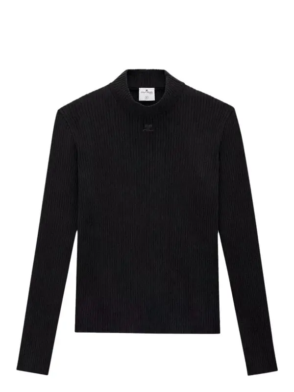 COURREGES Logo-patch Rib-knit Jumper - Black