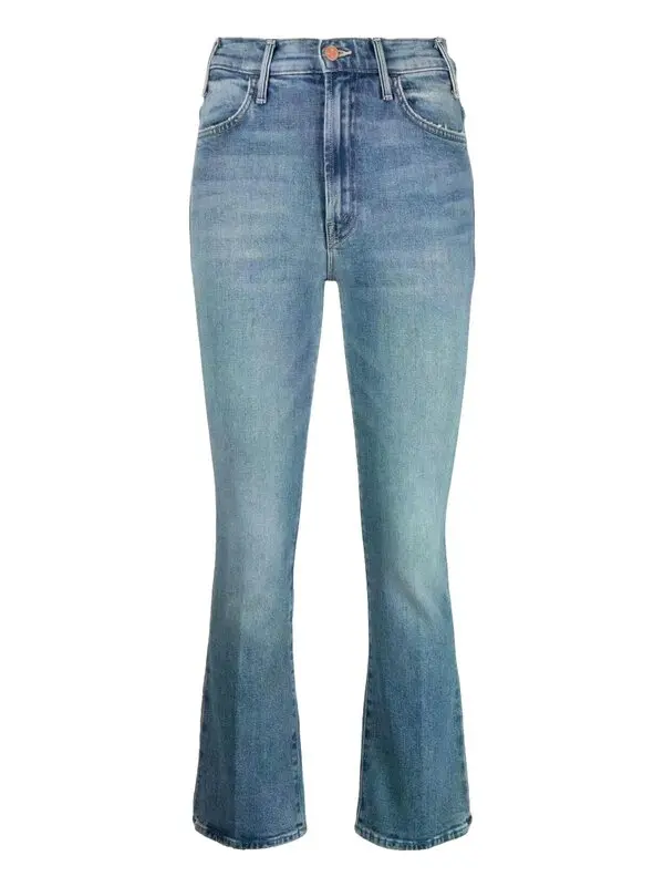 MOTHER Cropped High-rise Flare Jeans - Blue