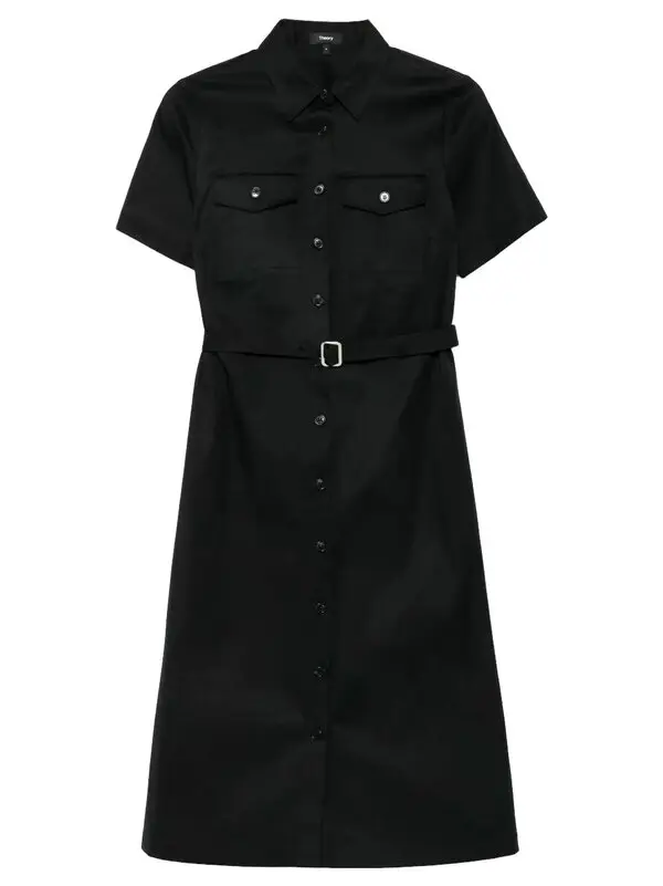 Theory Twill-weave Midi Dress - Black