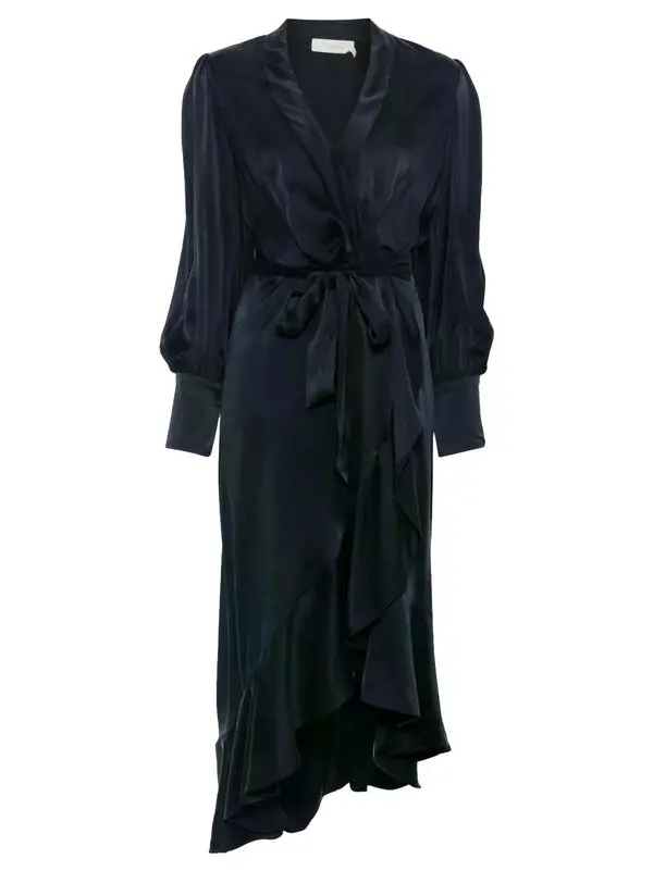 Zimmermann Silk Wrap Midi Dress - Blue
