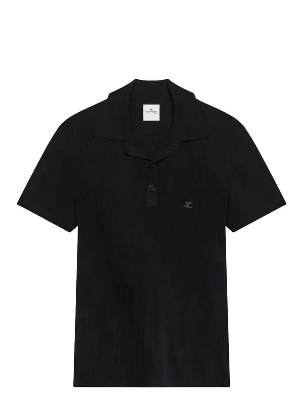 COURREGES Ribbed Polo Shirt - Black