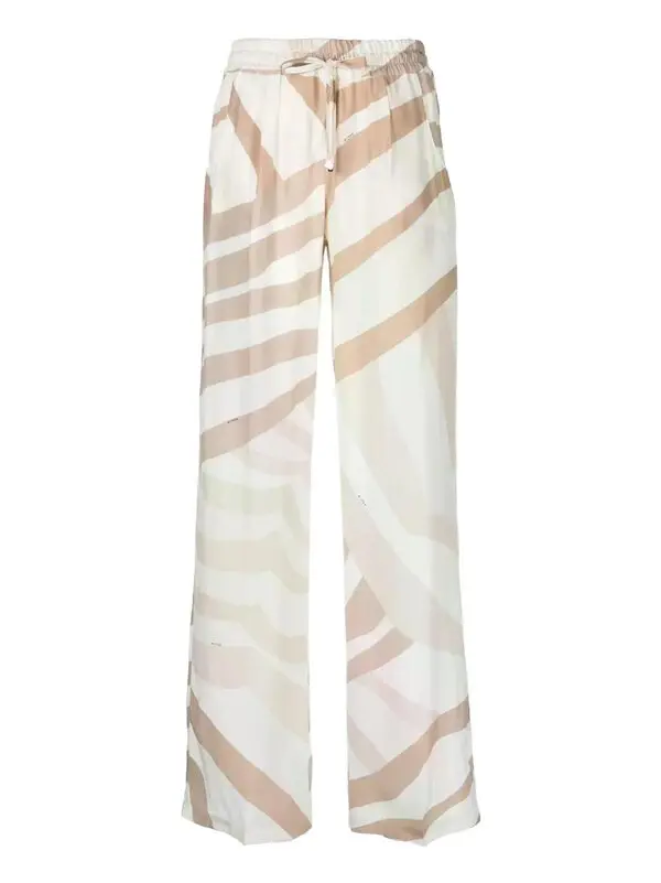 Kiton Abstract-print Drawstring Silk Trousers - Neutrals
