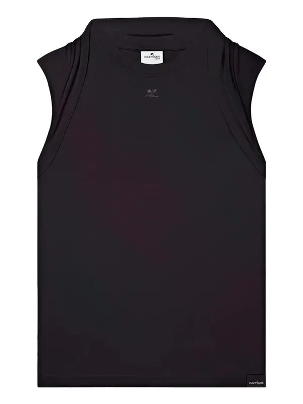 COURREGES Draped-detail Tank Top - Black