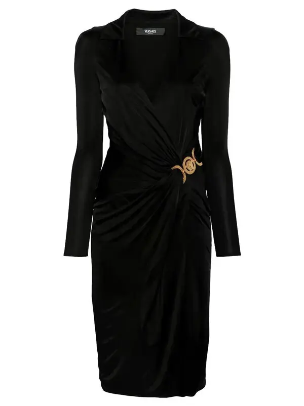 Versace Medusa-plaque Jersey Midi Dress - Black