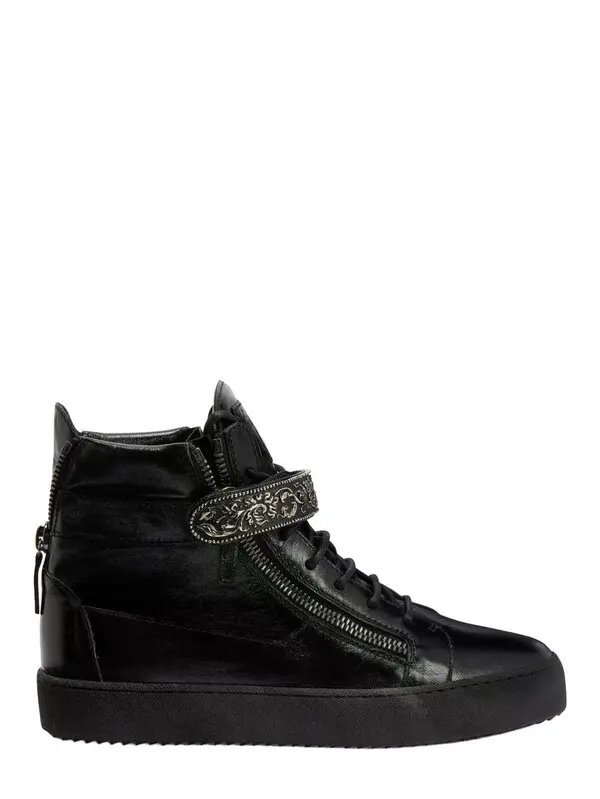 GIUSEPPE ZANOTTI Coby Deluxe Leather Mid-top Sneakers - Black