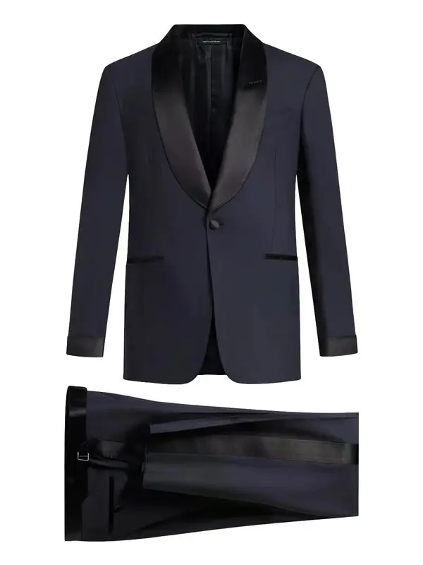 TOM FORD Satin-trim Suit - Blue