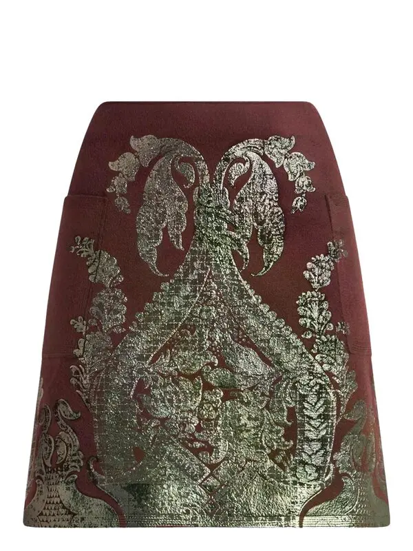 Etro Printed Metallic-effect Mini Skirt - Red