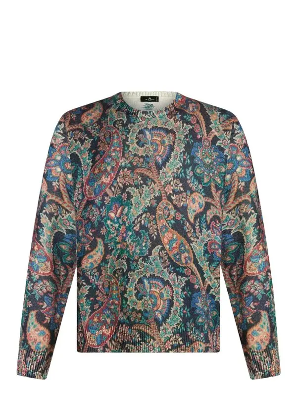 Etro Floral Intarsia-knit Jumper - Blue