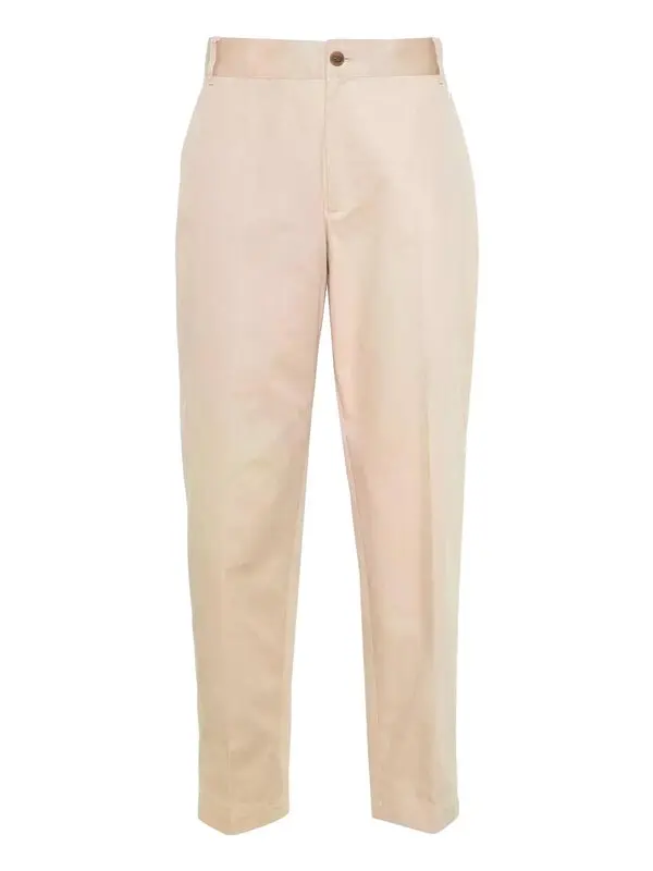 Maison Kitsuné Logo-embroidered Cotton Trousers - Neutrals