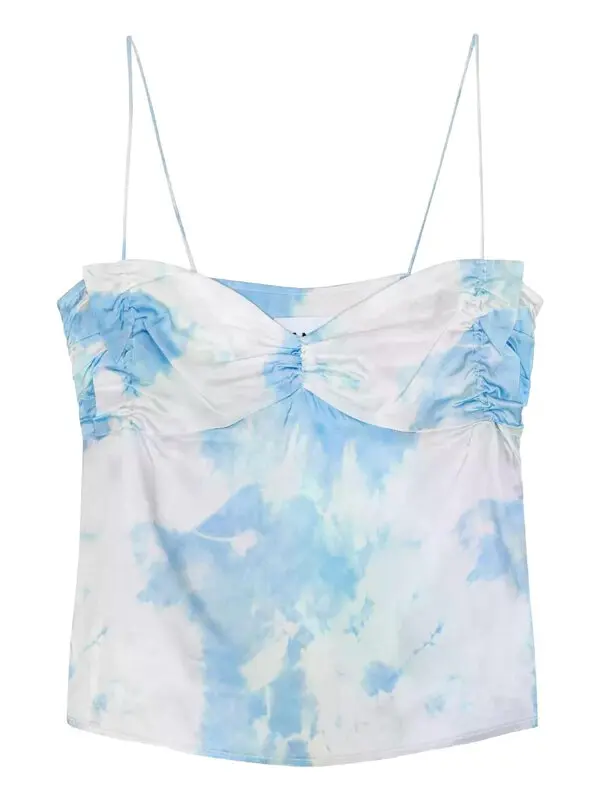 GANNI Tie-dye Satin Top - Blue
