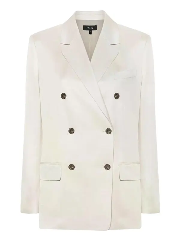 Theory Notched-lapels Double-breasted Blazer - Neutrals