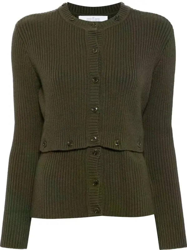 Rokh Multi-button Ribbed Knit Cardigan - Green