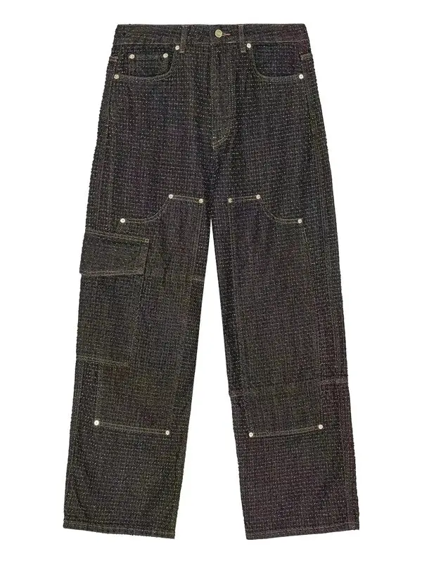 GANNI Fluffy Wide-leg Jeans - Black