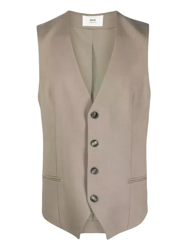 AMI Paris Virgin Wool Waistcoat - Neutrals
