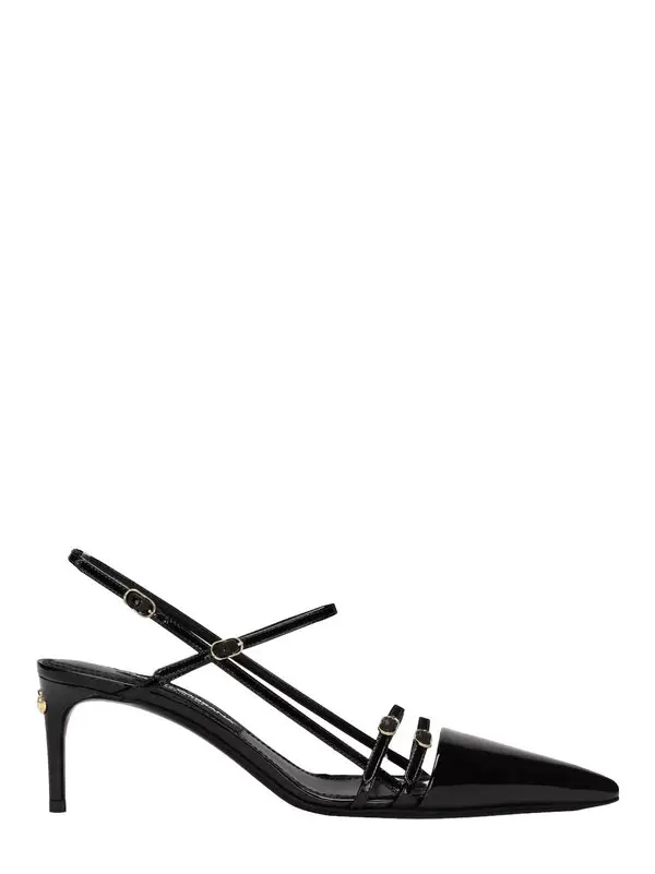 Dolce & Gabbana Dg-plaque Leather Pumps - Black