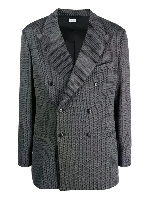 Random Identities Double-breasted Houndstooth Coat - Grey