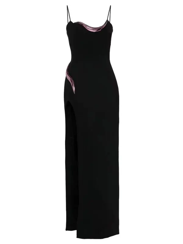 David Koma Metallic-appliqué Maxi Dress - Black