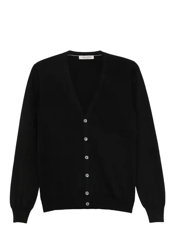 FILERIA Virgin Wool Cardigan - Black