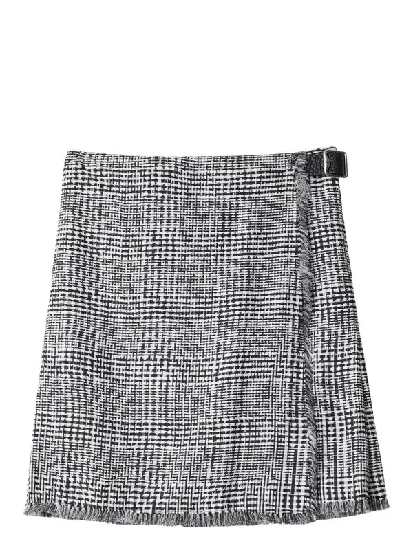 Burberry Plaid Fringed Miniskirt - Black