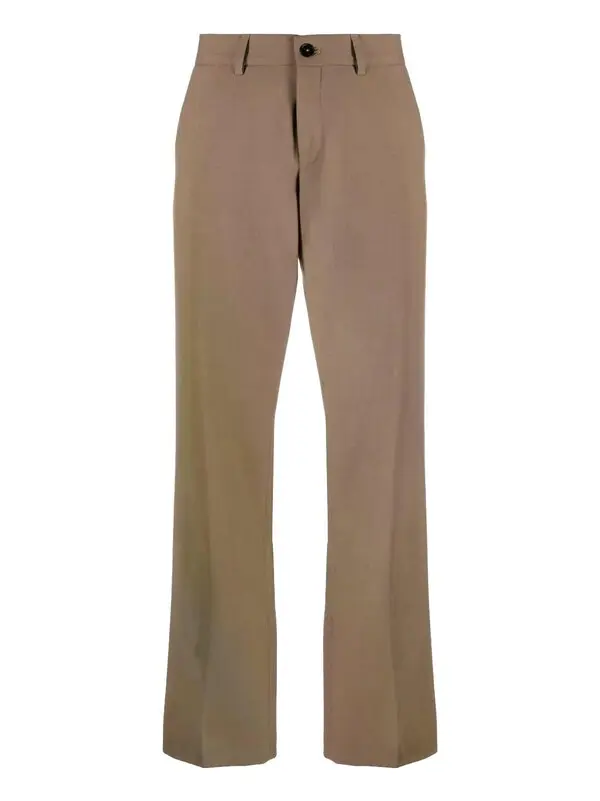 Closed Straight-leg Mid-rise Trousers - Brown