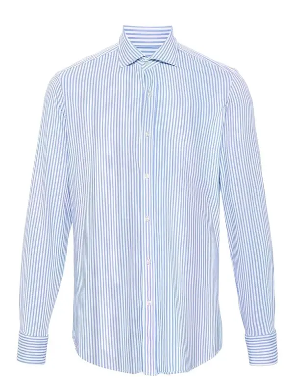 Paul & Shark Logo-embroidered Striped Shirt - Blue