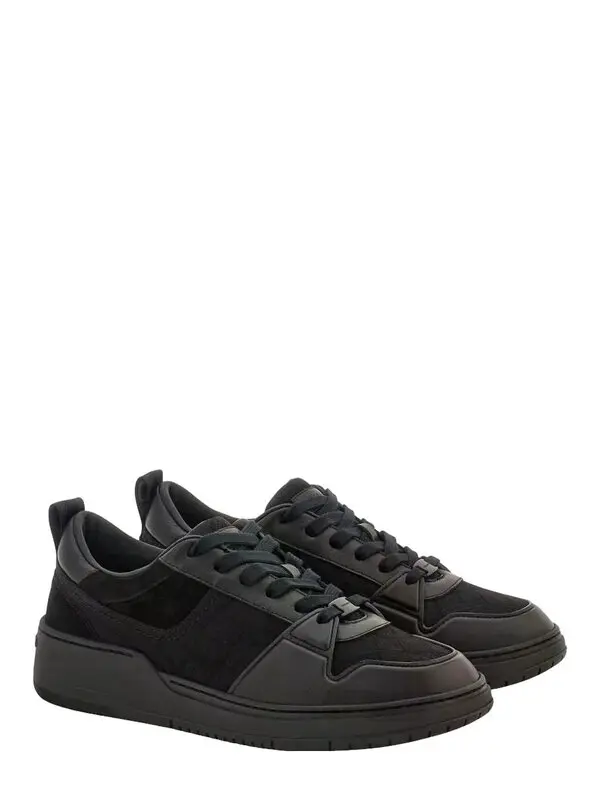 FERRAGAMO Panelled Leather Sneakers - Black