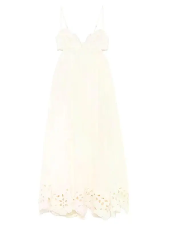 Zimmermann Floral-embroidered Dress - Neutrals