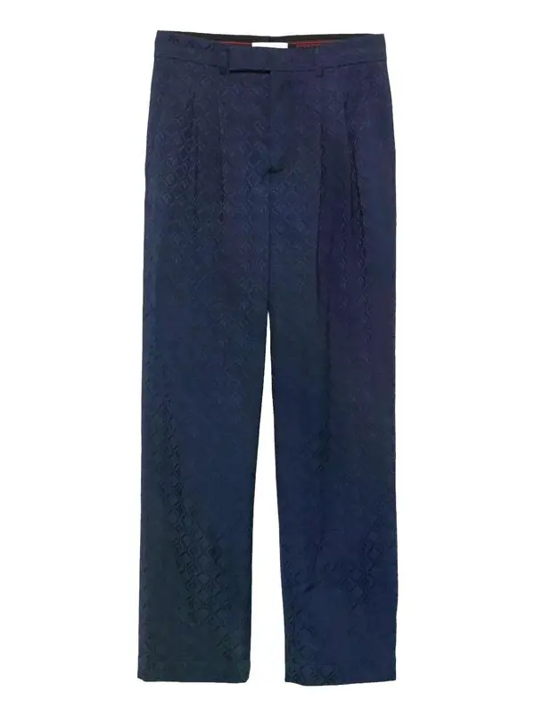 MARINE SERRE Moon Diamond-jacquard Tailored Trousers - Blue