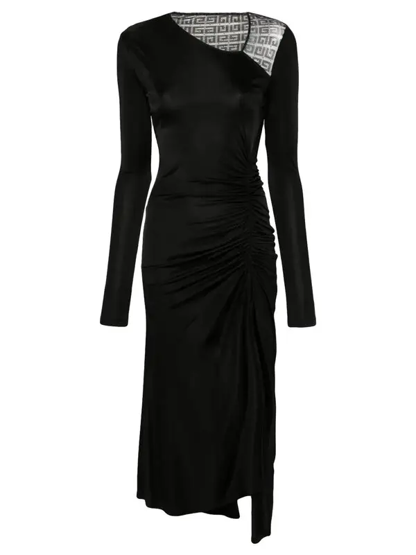Givenchy 4g-lace Asymmetric Midi Dress - Black